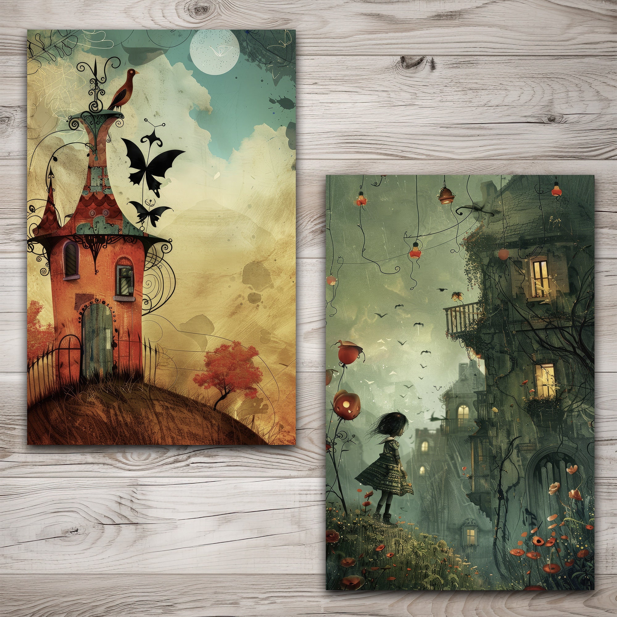 Pop Surrealism Art Pages,fantasy Notebook Paper,quirky Junk Journal Kit ...