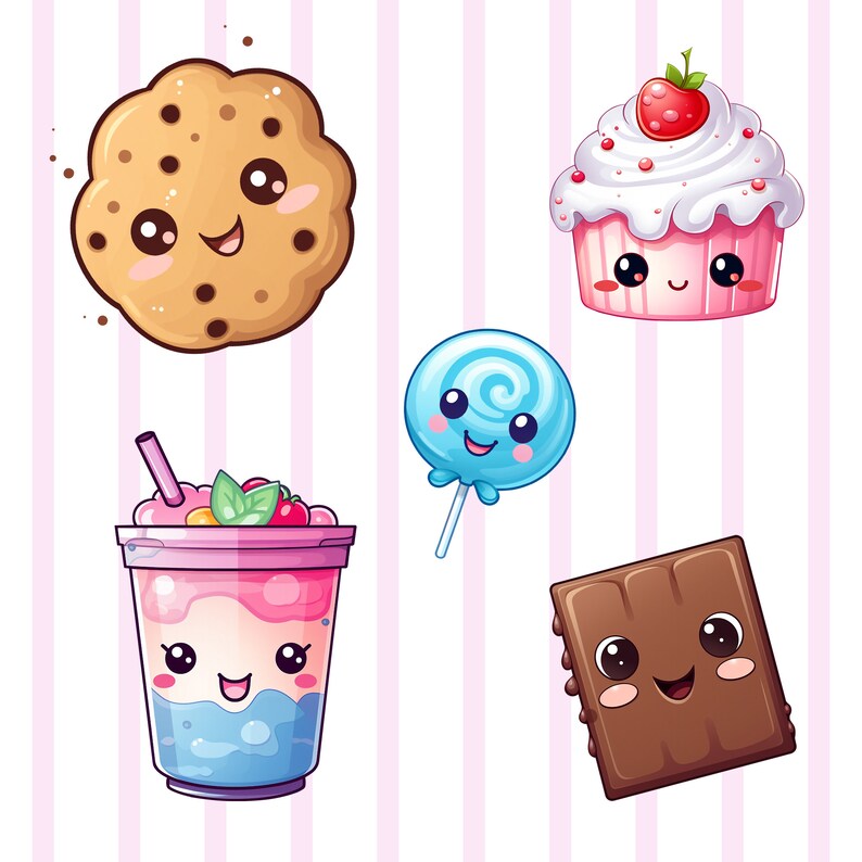 Kawaii Sweet Clipart, Kids Clipart and Stickers, Sweeties Png for ...