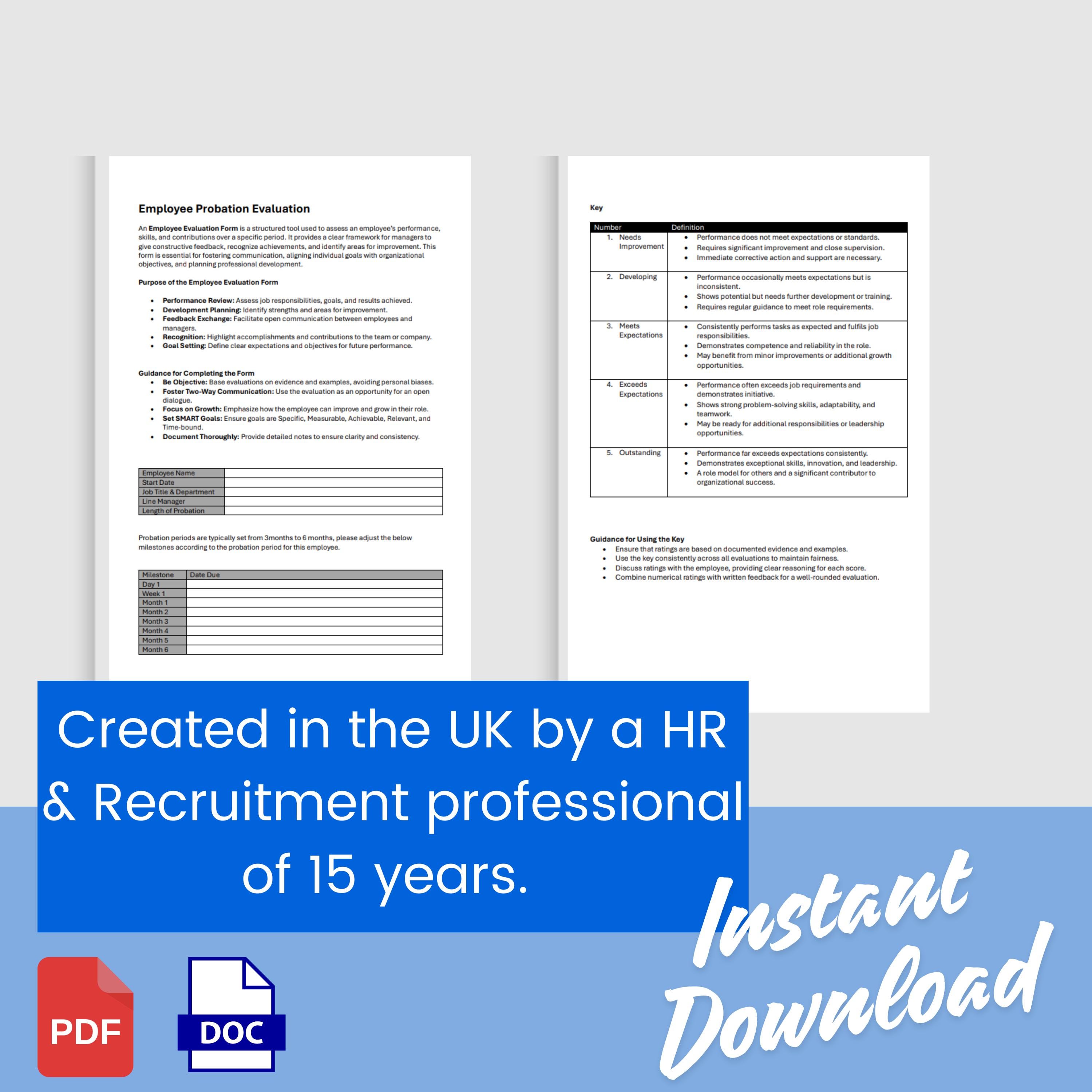 Editable Probation Form Template Employee Performance Review Template ...