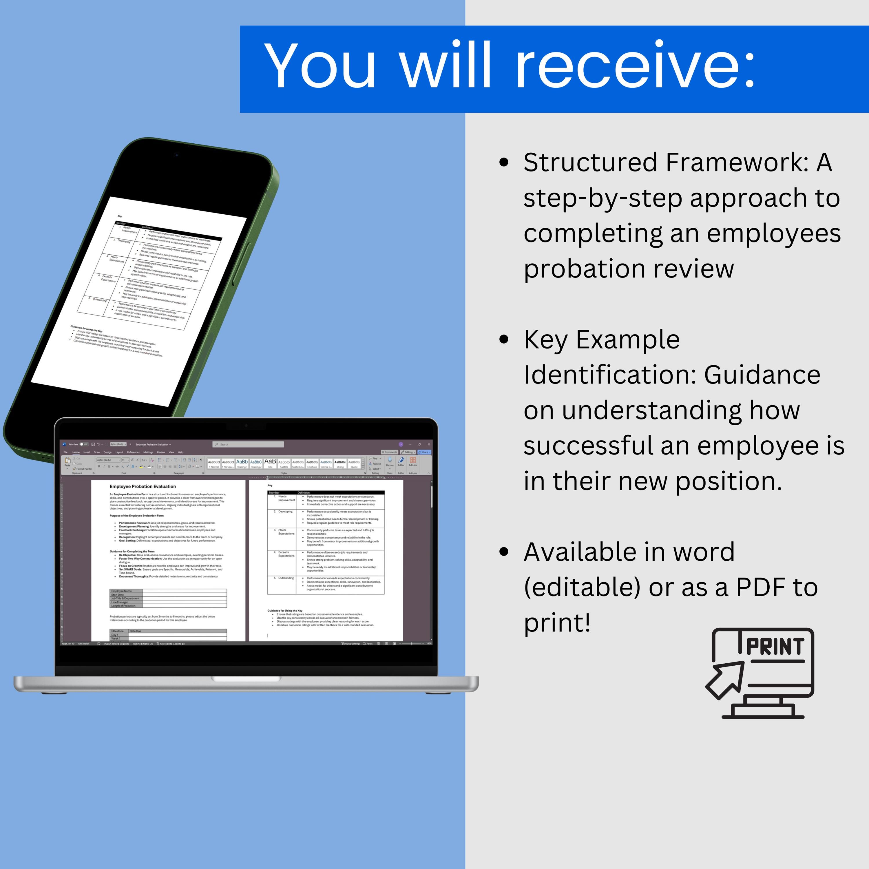 Editable Probation Form Template | Employee Performance Review Template ...