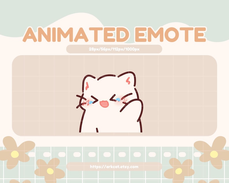 Laughing White Cat Animated Emote: LOL Stream Overlay (digital Download ...