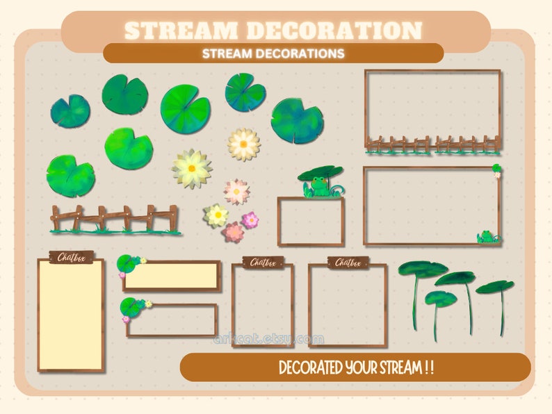 ANIMATED STREAM SCREENS Water Lily Pond - Stream Overlay / for Twitch ...