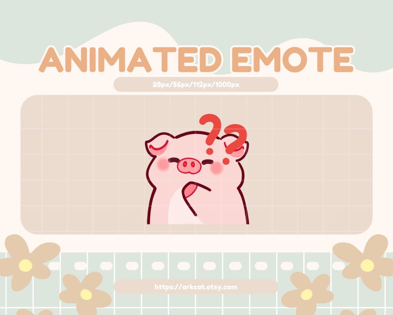 Animated Emote Confused Pig – Cute Pink Pig With Question Mark for Twitch, Discord, and Youtube ...