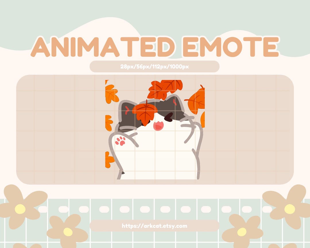 Animated Fall Cat Emote: Autumn Leaves Twitch, Discord (GIF Digital ...