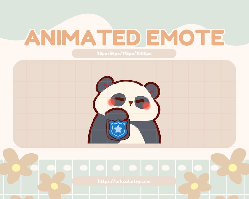 Police Panda Animated Emote – Panda Showing Badge for Twitch, Discord ...