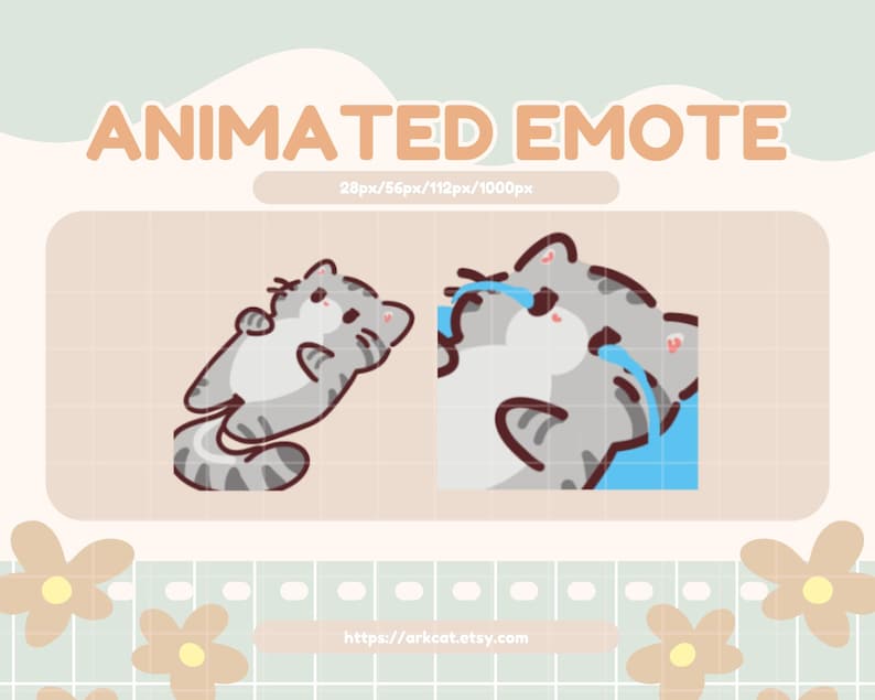 Animated Emote Cute Cat - Gray Cat Lying on the Floor Crying Emote for ...