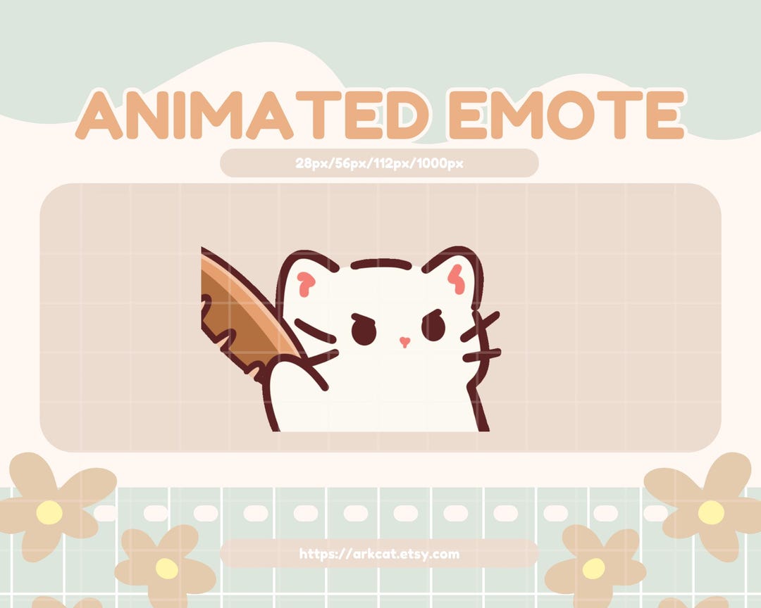 White Cat Bonk Animated Emote: Twitch, Discord, Youtube (digital ...