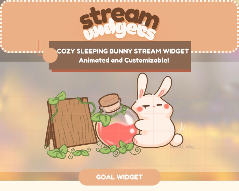 Cozy Bunny Animated Stream Widget | Twitch OBS Overlay (ZIP File) - Etsy