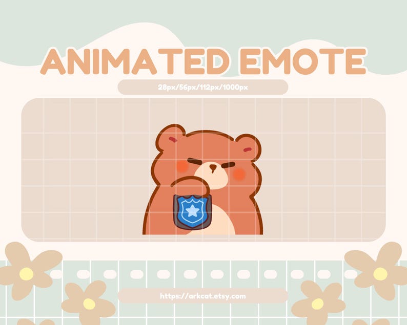Police Badge Emote – Cute Brown Bear Showing Badge Animated Emote for ...