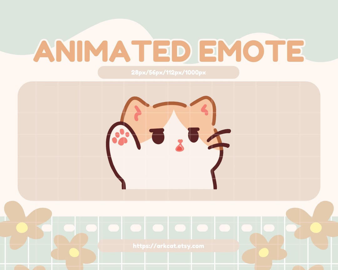 Animated Emote Cute Cat - Hi Bye Hello Emote for Twitch, Discord ...