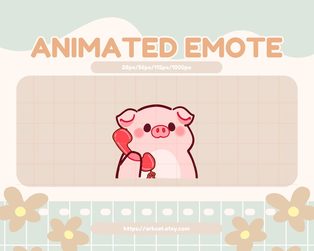 Animated Telephone Emote – Cute Pig Answering a Call With Red Telephone ...