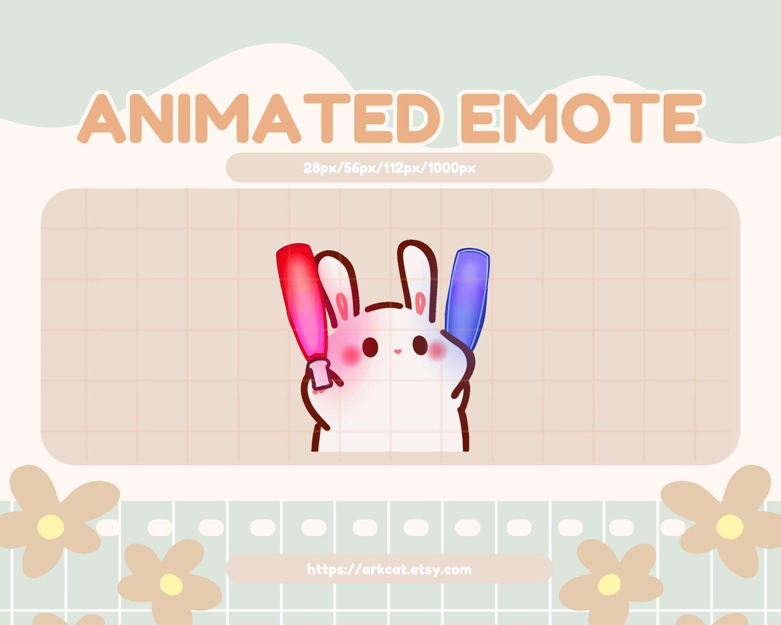 Cheering Emote – Cute Bunny Cheering With Red and Blue Light Sticks ...