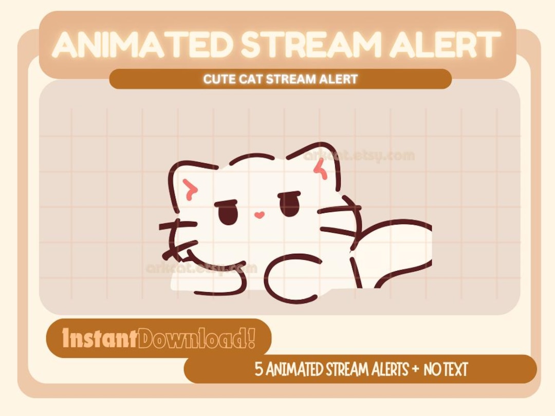 Stream Cat Alert | White Cat | Animated | Twitch | Youtube ...