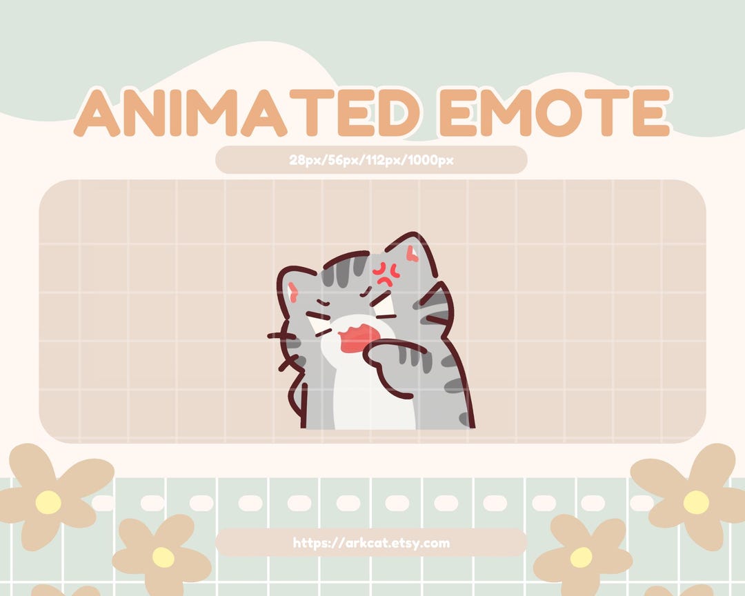 Angry Gray Cat Animated Emote: Twitch, Discord, Youtube (digital ...