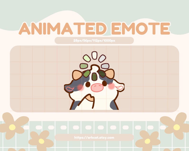 Loading Cow Animated Emote – Cute Buffering Icon for Twitch, Discord ...