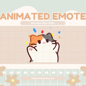 Celebration Animated Emote – Cute Calico Cat Jumping With Confetti ...
