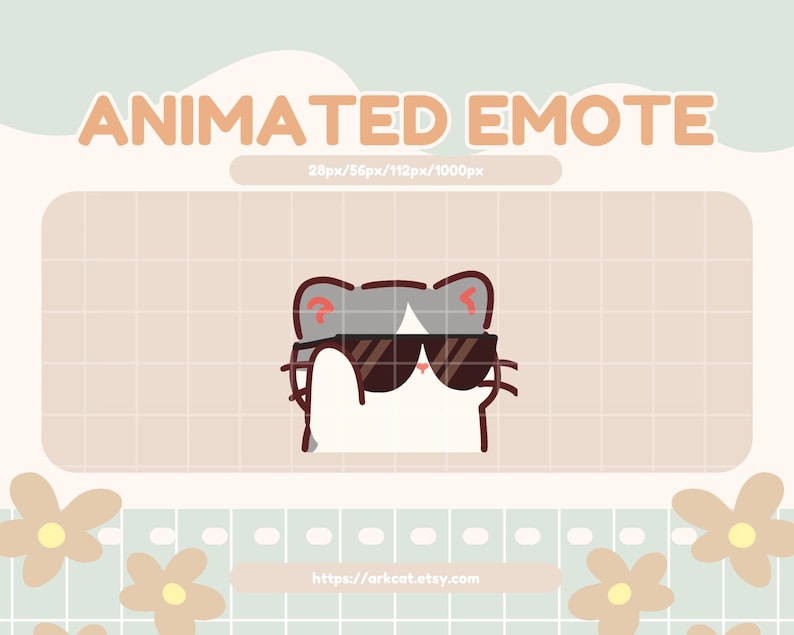 Gray and White Cat Cool Shades Emote – Winking Cat With Sunglasses for ...