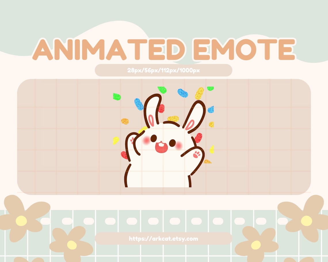 Celebrating Bunny Emote – Happy Jumping Bunny With Confetti for Twitch ...