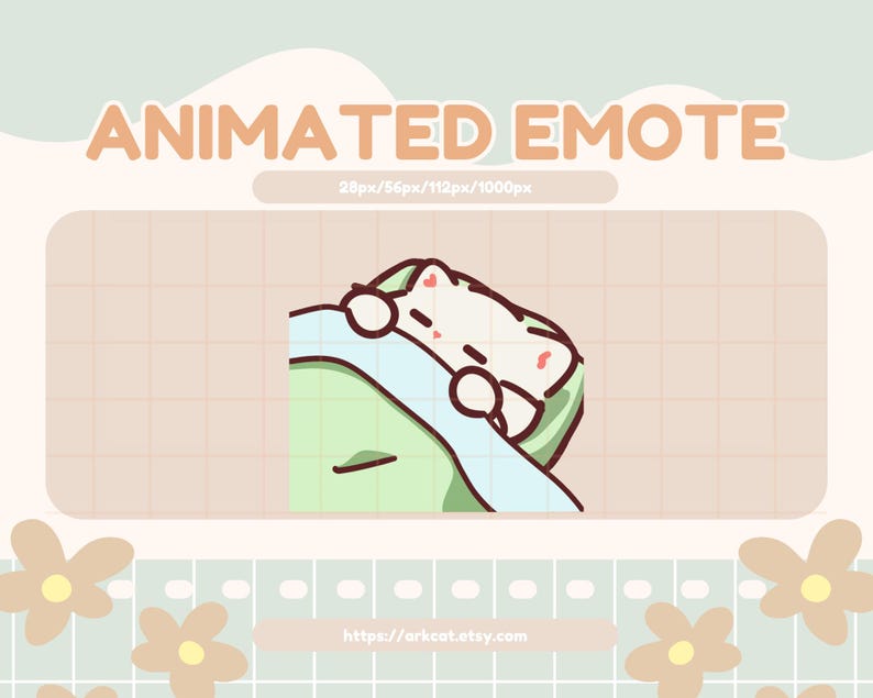 Cozy White Cat Sleeping Emote: Animated Twitch, Discord, Youtube ...