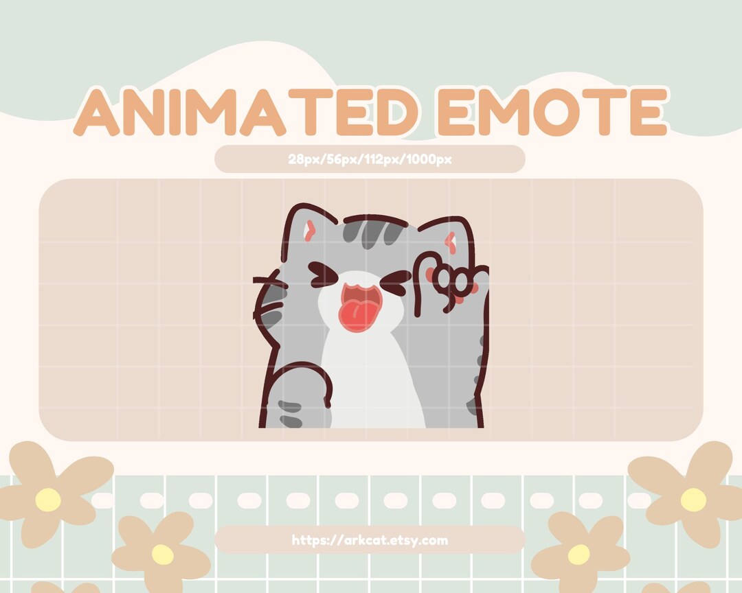 Rock ’n Roll Animated Cat Emote – Gray Cat Headbanging Twitch Discord ...