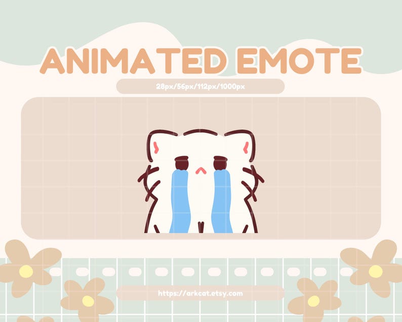 Crying White Cat Animated Emote: Twitch, Discord, Youtube (digital ...