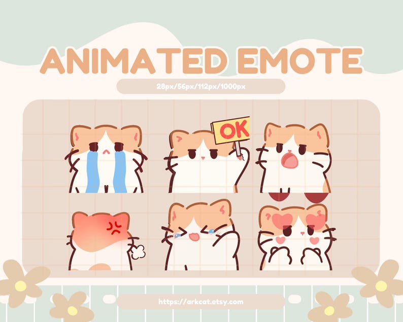 Animated Orange Cat Emote Pack: Twitch, Discord, Streamers (digital ...