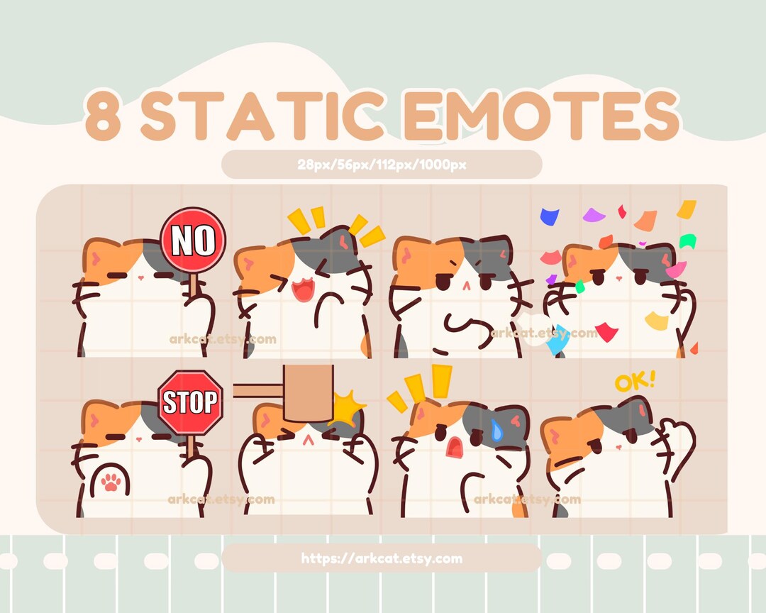 Calico Cat Static Emotes – Reactions Pack for Twitch, Discord, Youtube ...