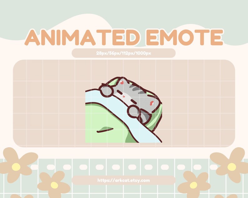 Gray Cat Sleeping Emote: Cozy Animated Twitch/discord/youtube (digital ...