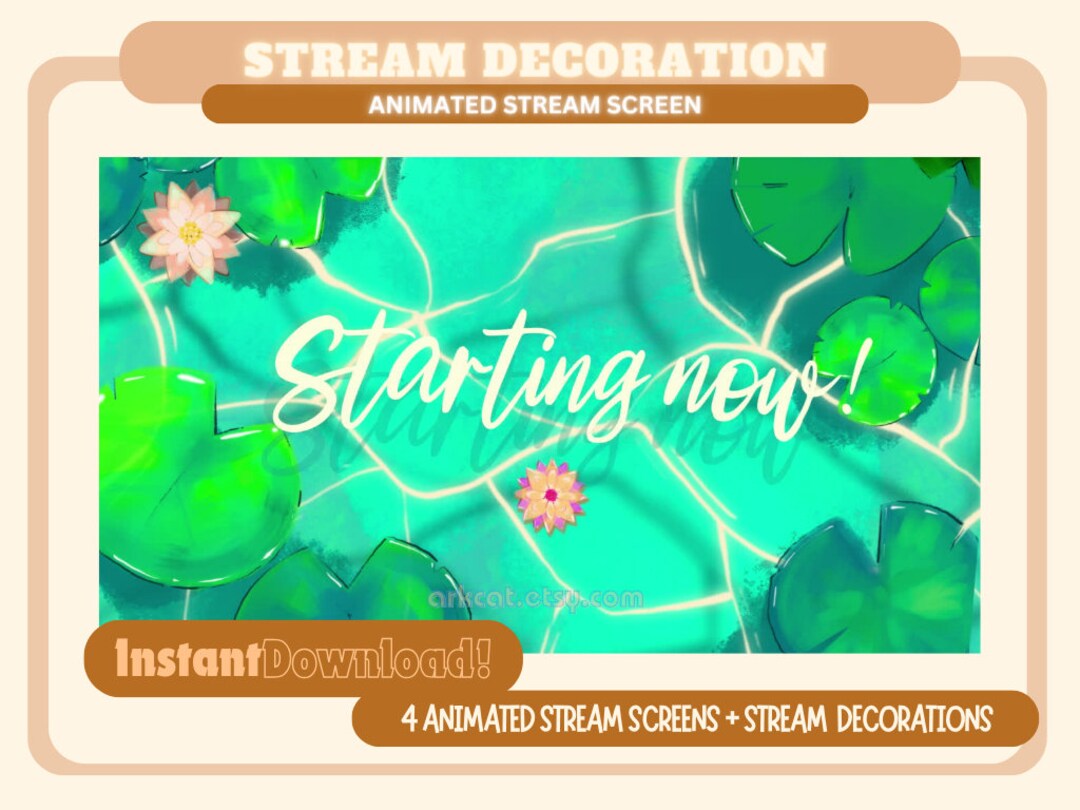 ANIMATED STREAM SCREENS Water Lily Pond - Stream Overlay / for Twitch ...