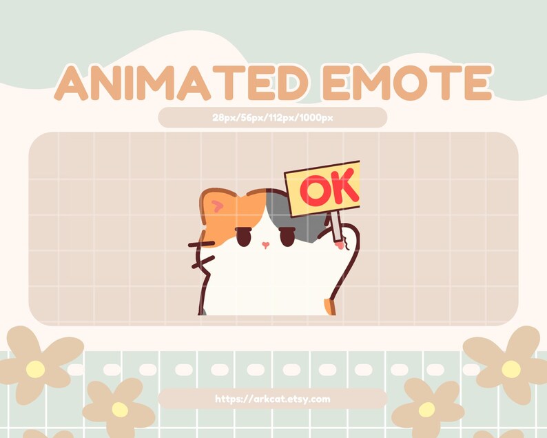 Calico Cat OK Placard Emote – Animated Approval Emote for Twitch ...