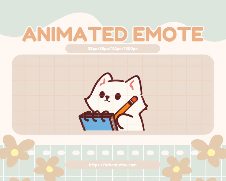 Taking Notes Emote – Cute White Puppy Writing in Notebook | Twitch ...