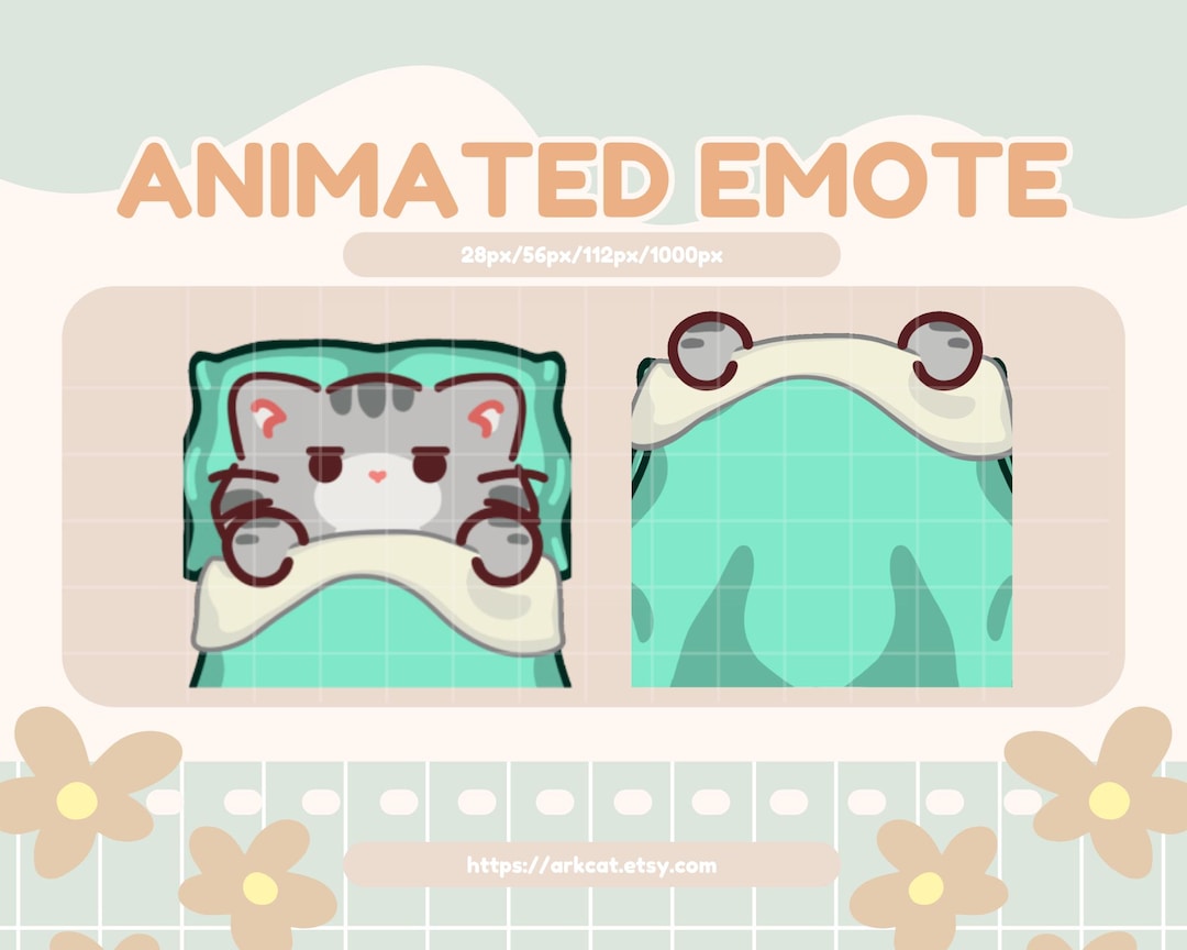 Animated Gray Cat Emote: Sleeping Under Blanket (GIF Digital Download ...