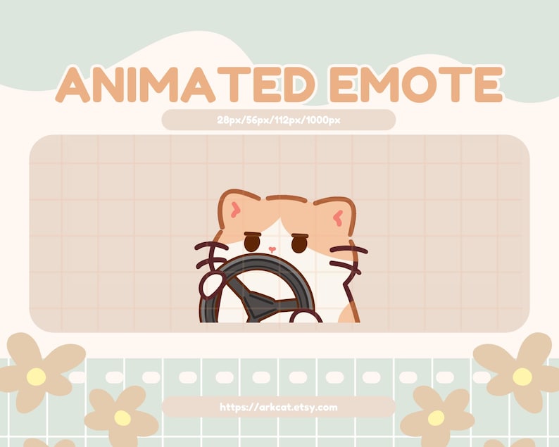 Driving Emote – Cute Orange White Cat on the Way Animated Emote for ...