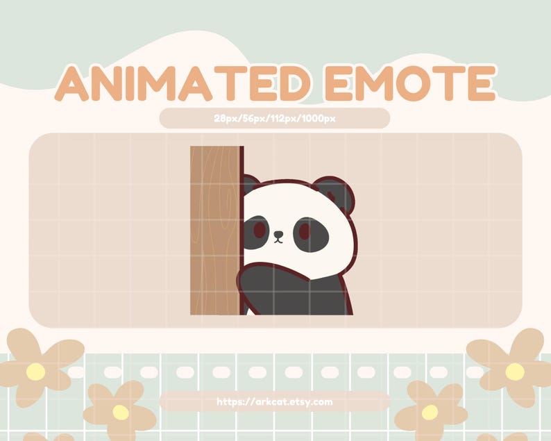 Animated Emote Cute Panda - Panda Hiding in the Wall Emote - Peeping ...
