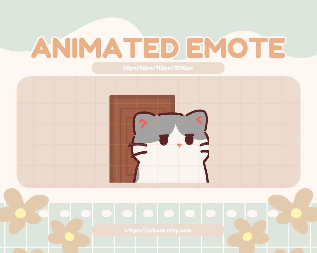 Walk Out Emote – Gray White Cat Slamming Door Animated Emote for Twitch ...