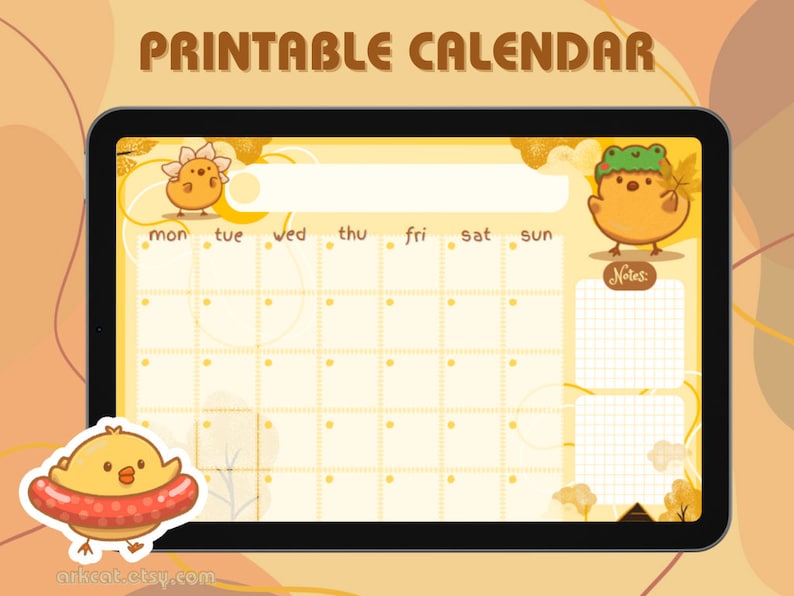CUTE PRINTABLE A4 / 2024 Calendar, Undated Monthly Calendar Digital ...