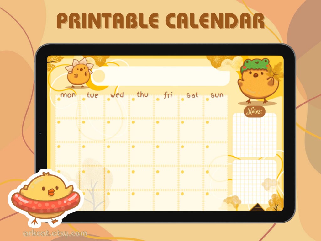 CUTE PRINTABLE A4 / 2024 Calendar, Undated Monthly Calendar Digital ...