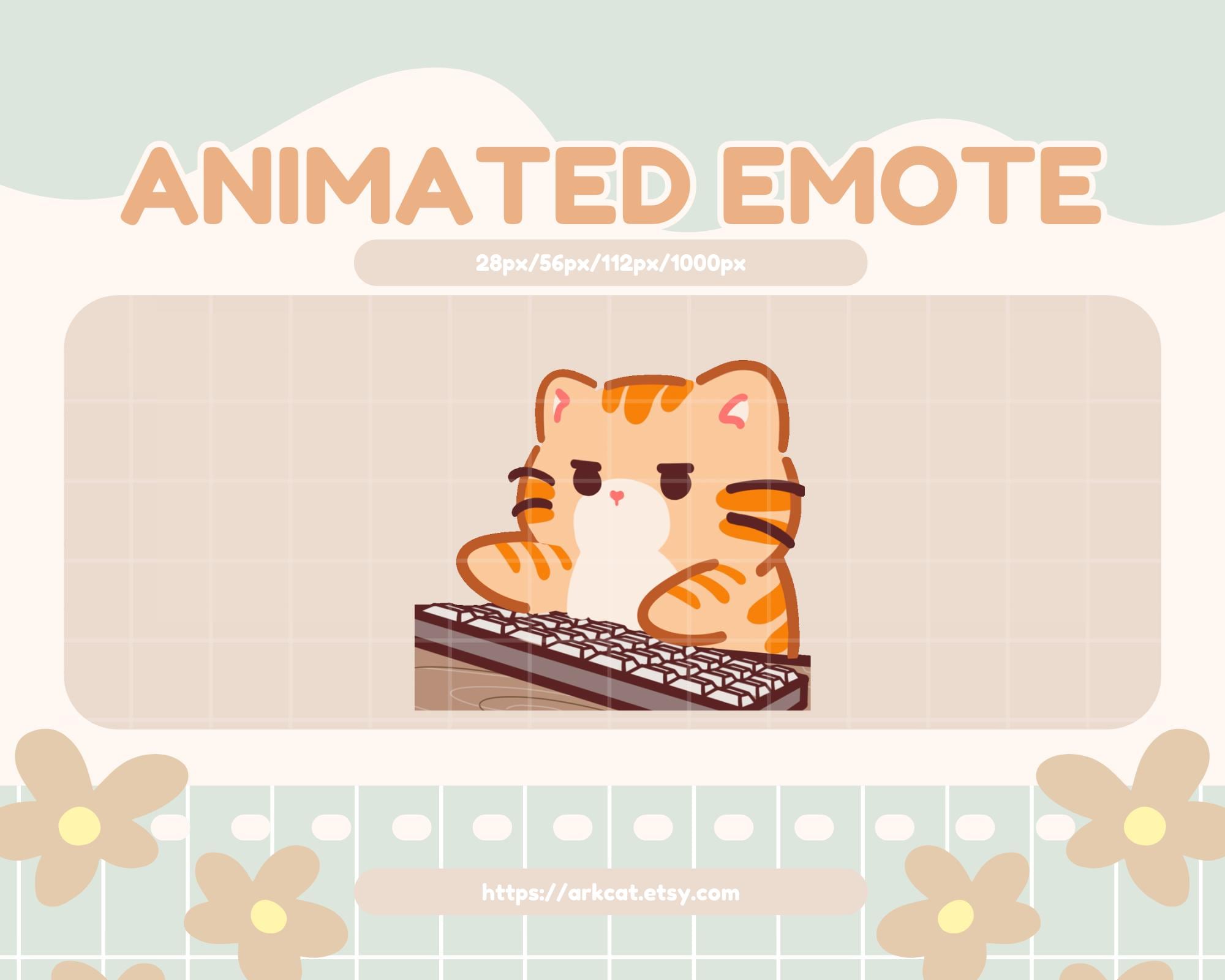 Typing Emote – Cute Orange Cat Focused Typing on Keyboard Animated ...