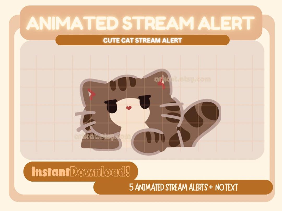 Animated Brown Tabby Cat Stream Alert – Climbing GIF for Twitch, OBS ...