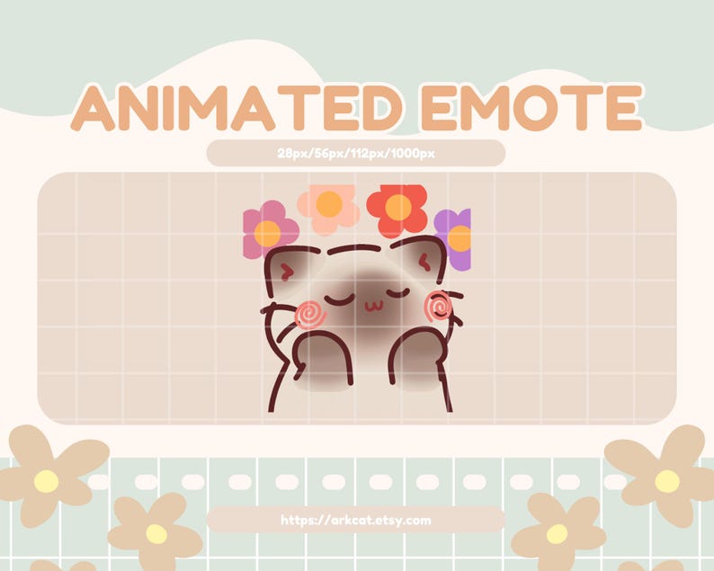 Blissful Emote – Kawaii Siamese Cat Happy Flower Background Emote for ...