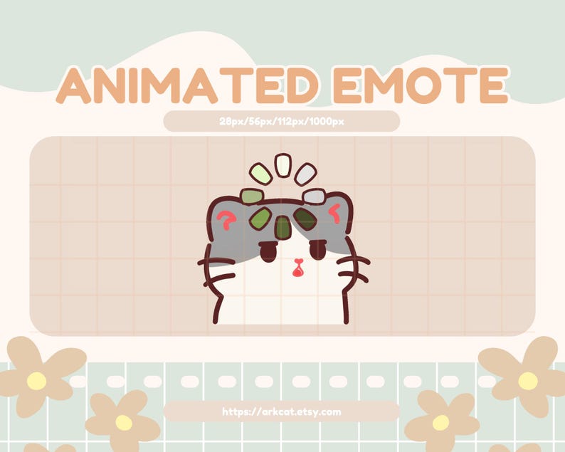 Animated Loading Emote – Cute Gray and White Cat Waiting Animation for ...