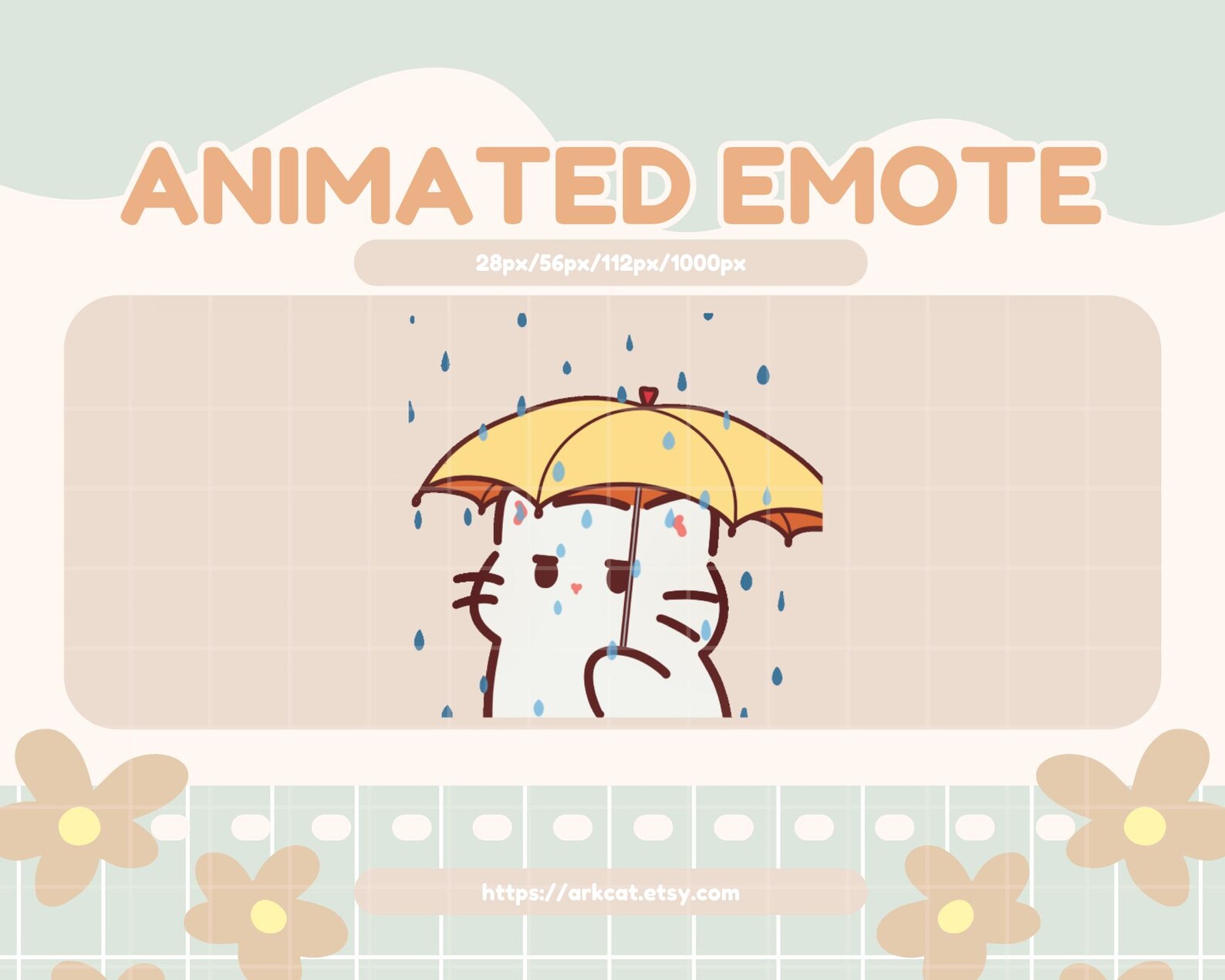 Animated Cat Emote: Walking in Rain With Umbrella (digital Download) - Etsy