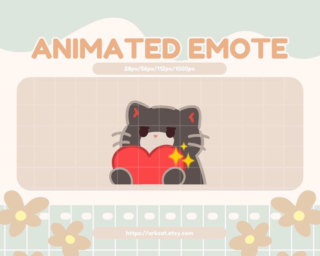 Heart Hug Emote – Cute Tuxedo Cat Hugging Heart Animated Emote for ...