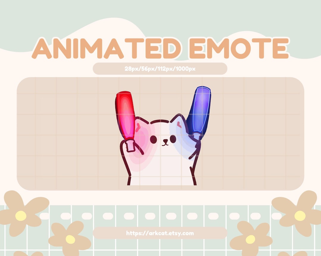 Animated White Dog Cheer Emote: Blue & Red Light Sticks (GIF File) - Etsy