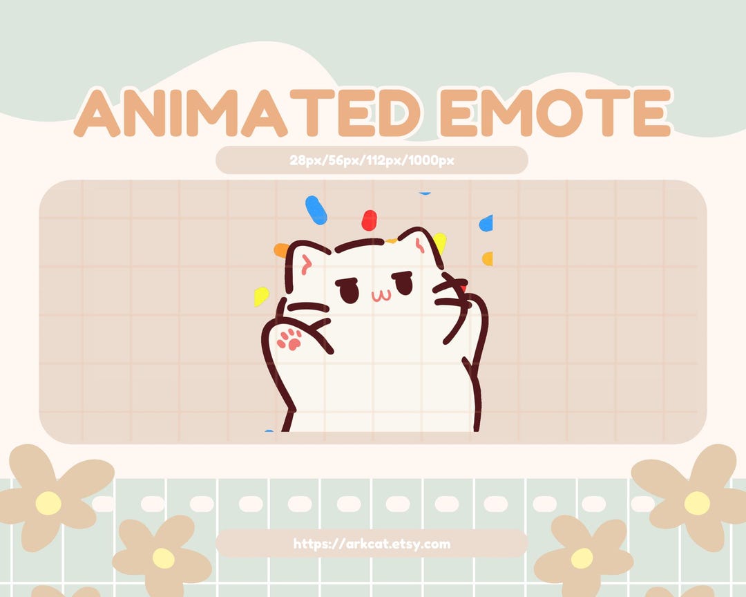 Celebration Animated Emote: White Cat Confetti GIF for Twitch, Discord ...