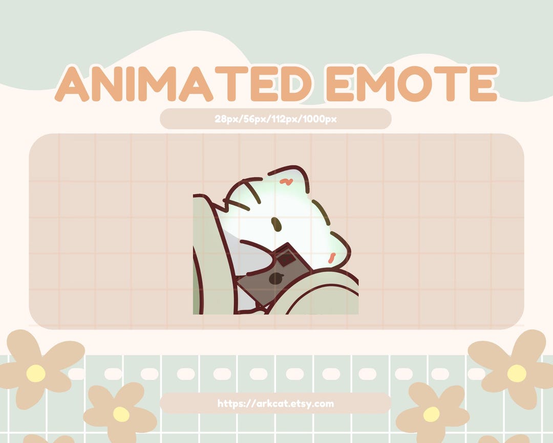 Late Night Binge Emote – Cute White Cat Using Phone Animated for Twitch ...