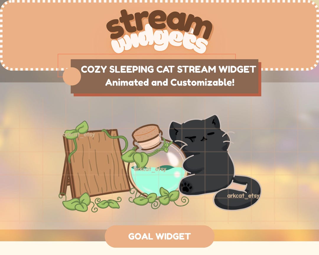 Cozy Black Cat Goal Widget – Animated Stream Goal Tracker for Twitch ...