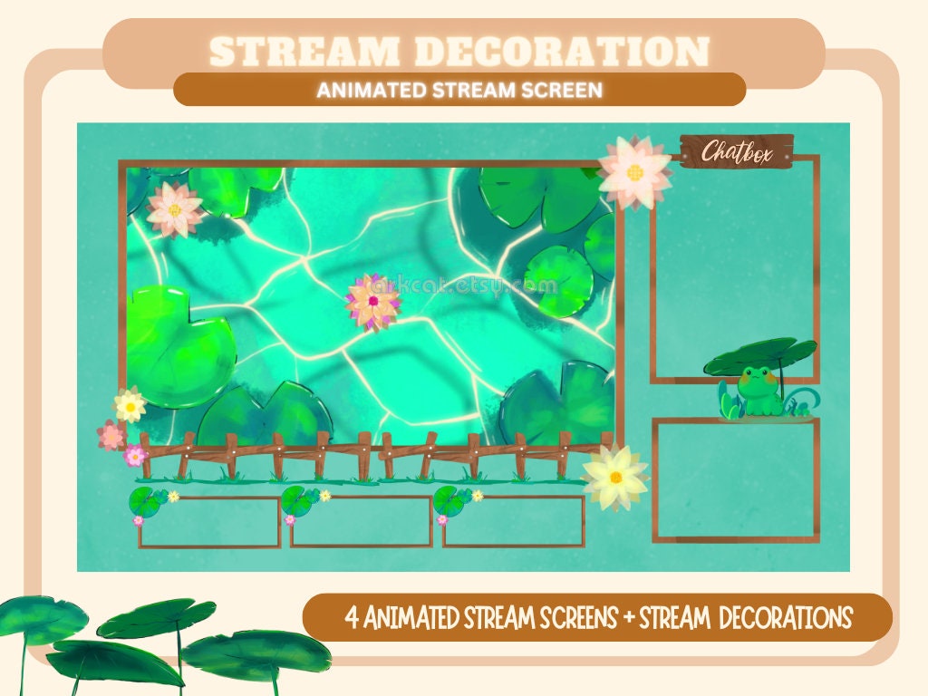 ANIMATED STREAM SCREENS Water Lily Pond - Stream Overlay / for Twitch ...