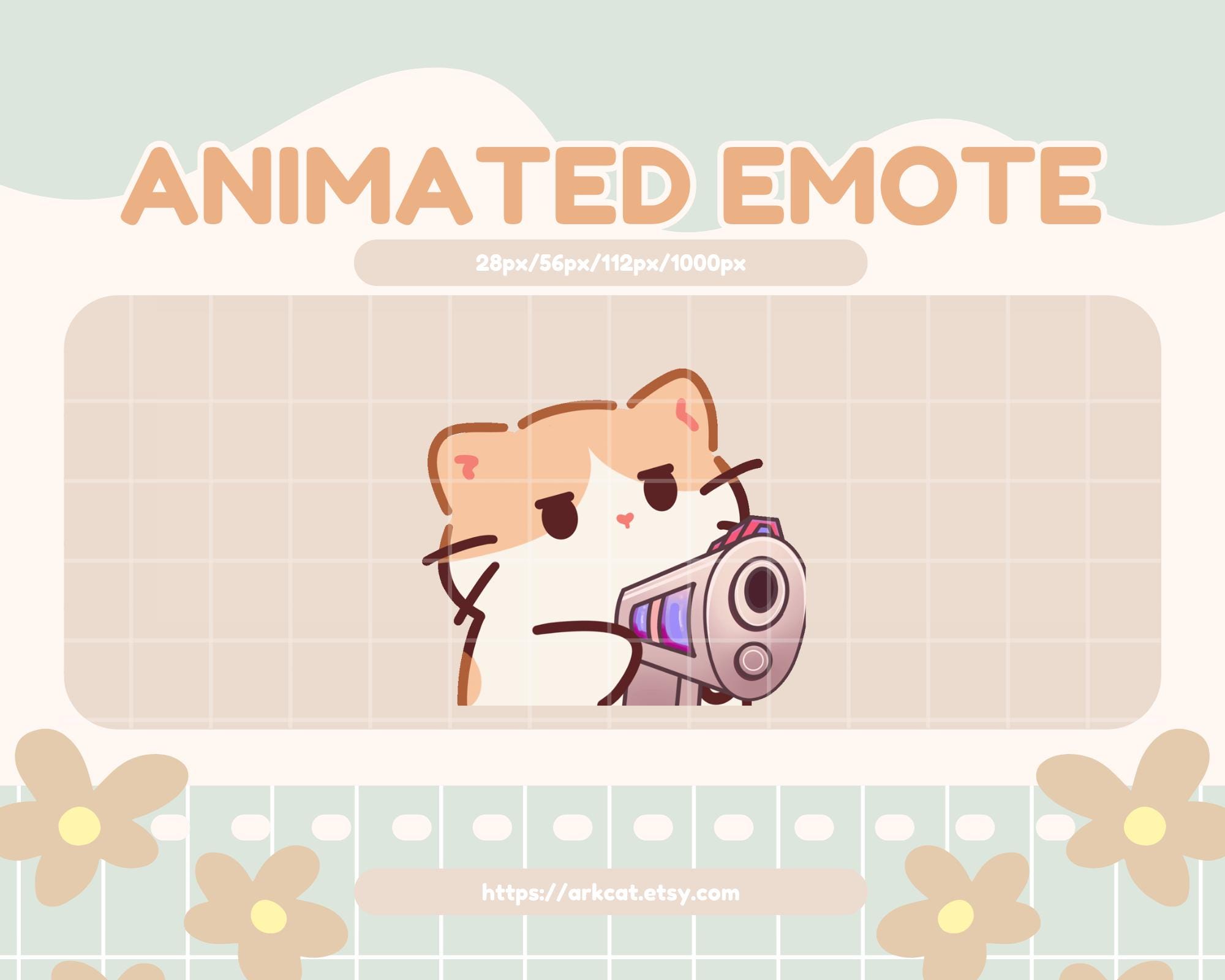 Orange & White Cat Pointing Gun Emote – Animated Cat Reaction Emote for ...