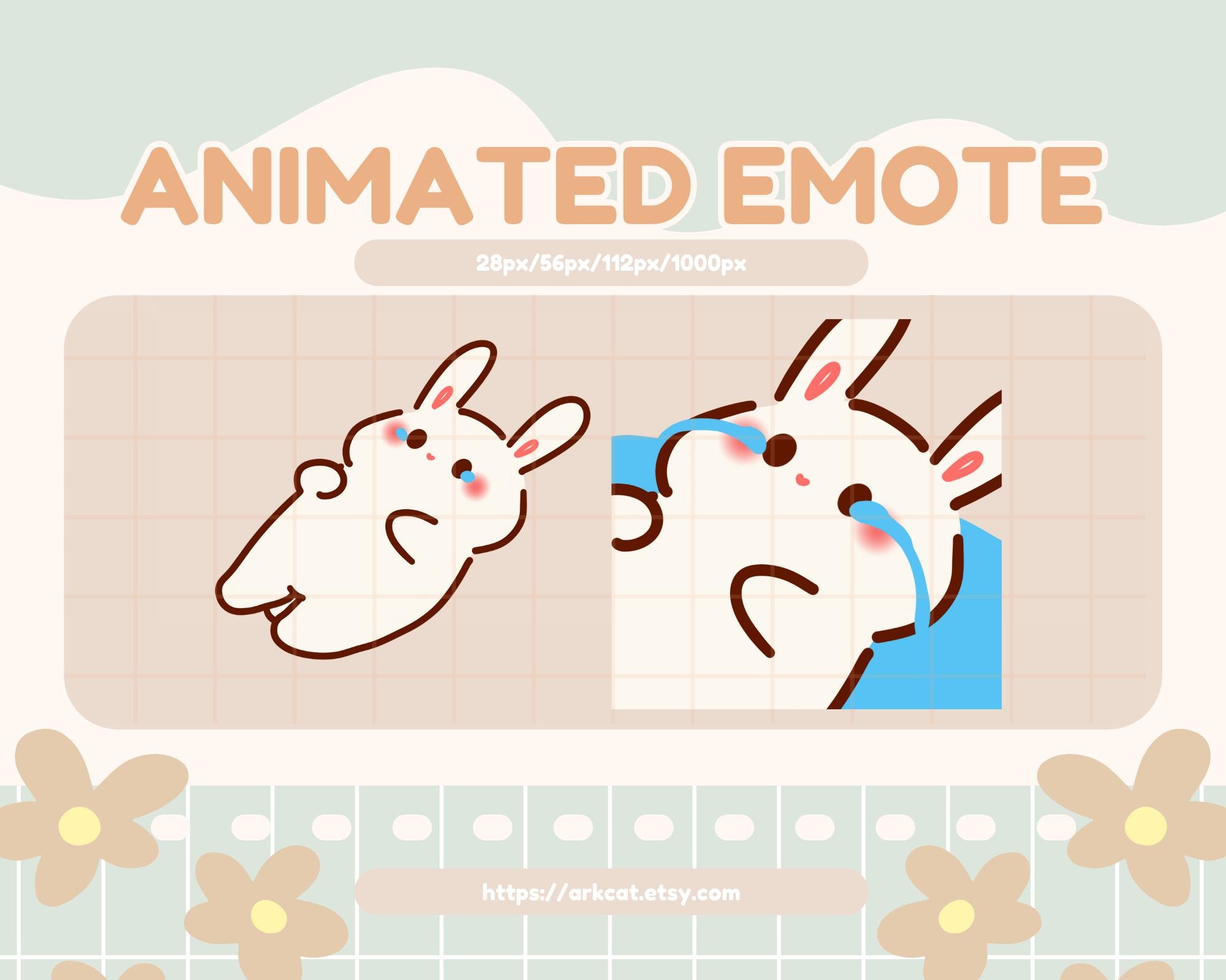 Crying Emote – Cute Bunny Lying on Floor Crying Animated Emote for ...